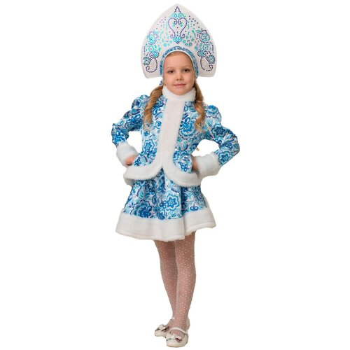 Карнавальный костюм Батик Снегурочка Гжель с кокошником