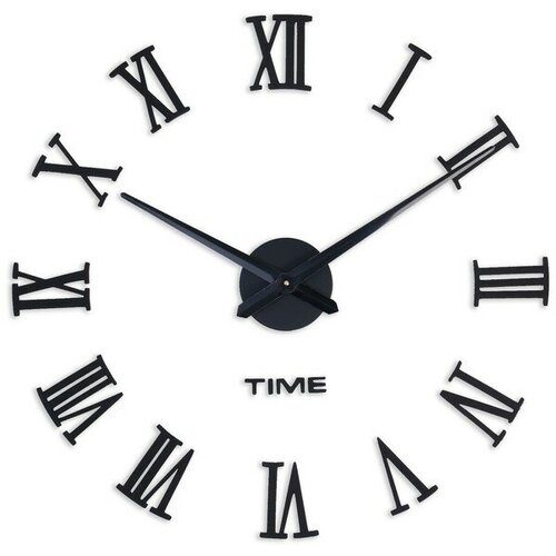 Часы-наклейка, серия: DIY, Лорье, плавный ход, d-120 см, 1 АА, черные
