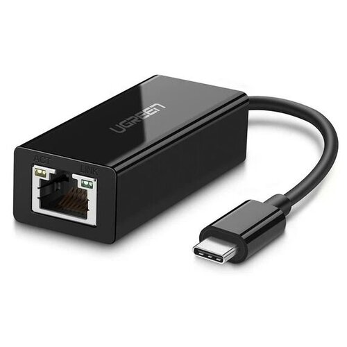 Сетевая карта Ugreen US236 USB Type-C 3.1 Gen1 to 10/100/1000Mbps Ethernet Adapter Black 50307