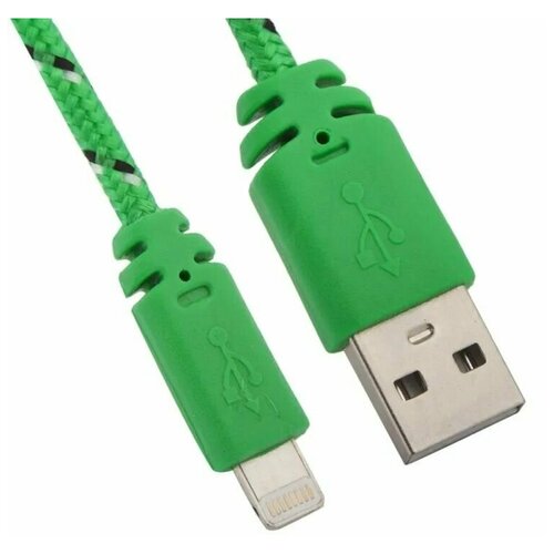 Кабель "LP" USB-Lightning/ передача данных, 1 метр, 2A, Зеленые волны