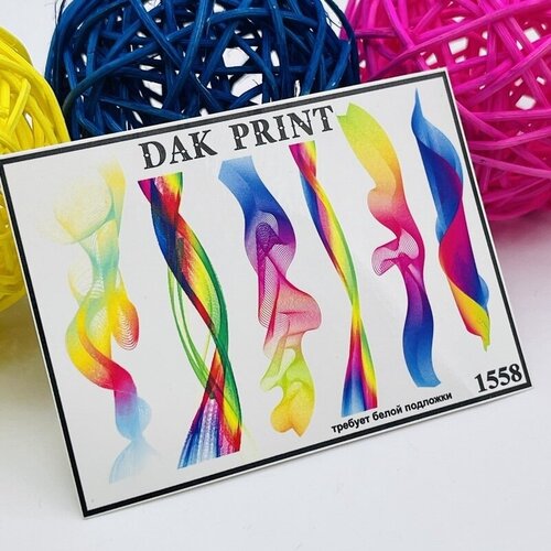 Слайдеры для маникюра (водные наклейки) для дизайна ногтей "Абстракция Цветные нити"