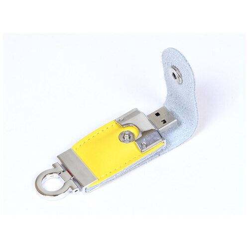 Кожаная флешка брелок для нанесения логотипа (4 Гб / GB USB 2.0 Желтый/Yellow 209 Flash drive)