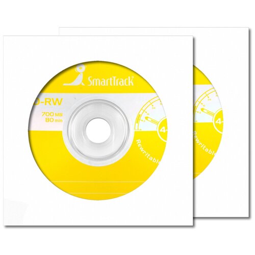 Перезаписываемый диск SmartTrack CD-RW 700Mb 12x в бумажном конверте с окном, 2 шт.