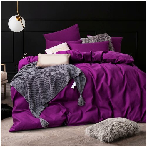 Комплект постельного белья Ситрейд однотонный CS0, евростандарт, полисатин, фиолетовый