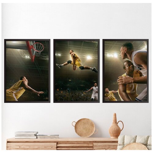 Набор плакатов "Баскетбол" / Формат А3+ / 3 шт. (33х48 см) / Набор интерьерных постеров без рамы