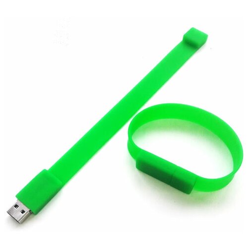 Флешка-браслет С01, 16 ГБ ярко-зеленая 802С, размер взрослый