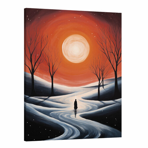 Интерьерная картина 50х70 "Имболк: светлая зимняя ночь"