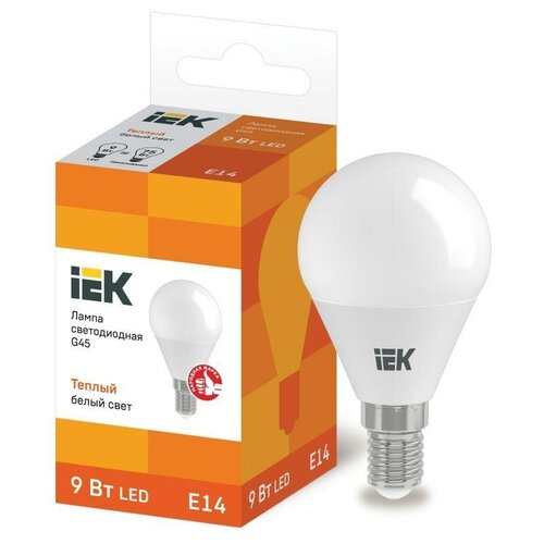 Лампа светодиодная ECO G45 9Вт шар 3000К E14 230В LLE-G45-9-230-30-E14 IEK (4шт.)