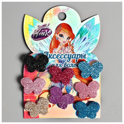 WINX Заколки для волос "Липучки", бабочки, 8 шт, винкс