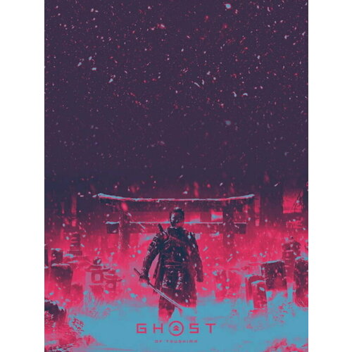 Плакат, постер на холсте Ghost of Tsushima/игровые/игра/компьютерные герои персонажи. Размер 42 х 60 см
