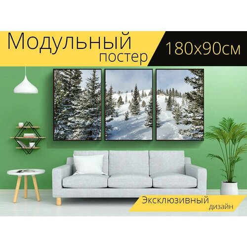 Модульный постер "Снег, горы, колорадо" 180 x 90 см. для интерьера