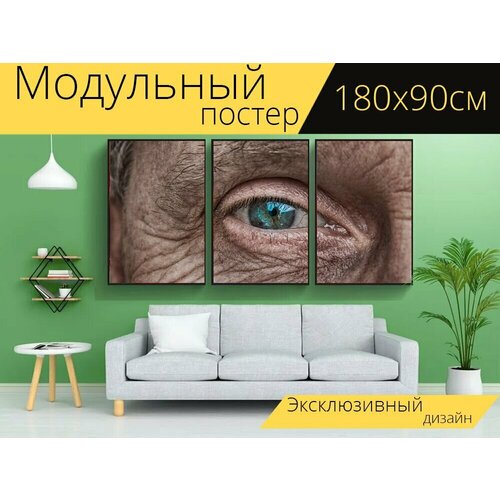 Модульный постер "Кожа, глаз, ирис" 180 x 90 см. для интерьера