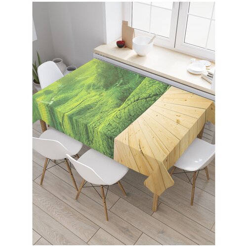 Скатерть прямоугольная JoyArty "Чайные плантации" из сатена, 120x145 см