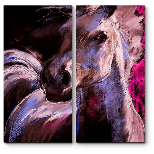 Модульная картина Портрет белой лошади 70x70