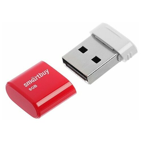 Флешка Smartbuy Lara, 8 Гб, USB2.0, чт до 25 Мб/с, зап до 15 Мб/с, красная