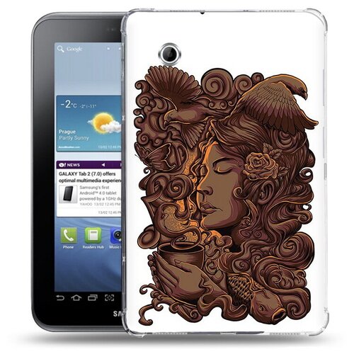 Чехол задняя-панель-накладка-бампер MyPads девушка с длинными волосами абстракция для Samsung Galaxy Tab 2 7.0 GT-P3100/P3110 противоударный