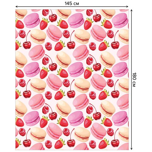 Скатерть прямоугольная JoyArty "Фруктовые пирожные" из сатена, 180x145 см