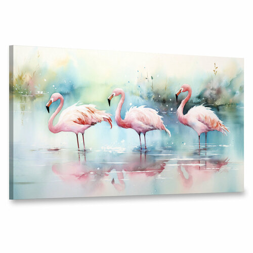 Интерьерная картина 100х60 "Тропическая элегия фламинго"