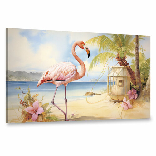 Интерьерная картина 100х60 "Розовое сокровище фламинго"