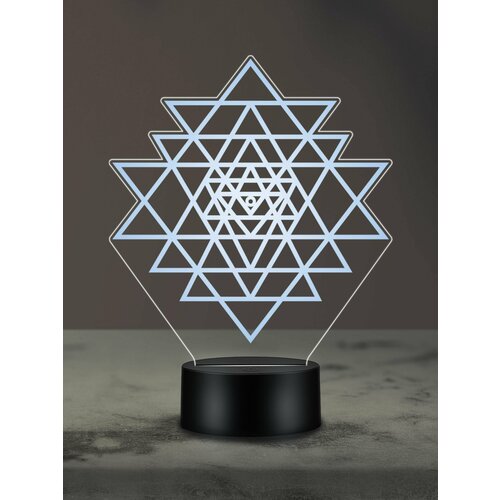 Ночник Шри Янтра, ночная лампа, 3Д светильник, тантра, йога, медитация, космогенез