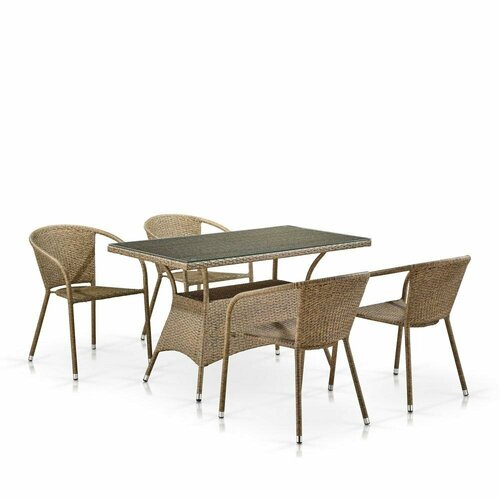 Комплект мебели из иск. ротанга Афина T198D/Y137C-W56 (4+1) Light Brown
