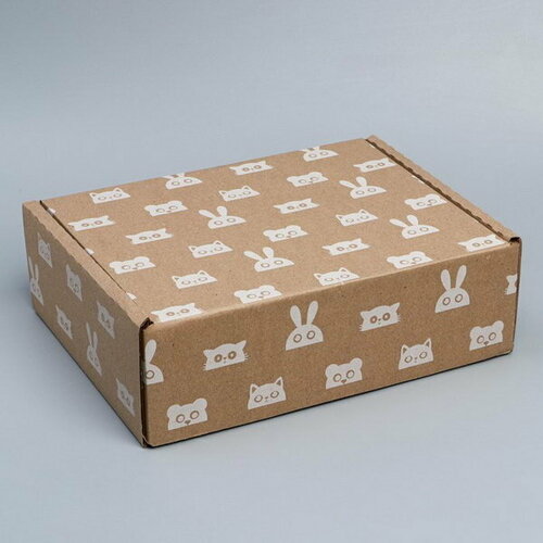 Коробка сборная "Зверята", бурый, 27 x 21 x 9 см