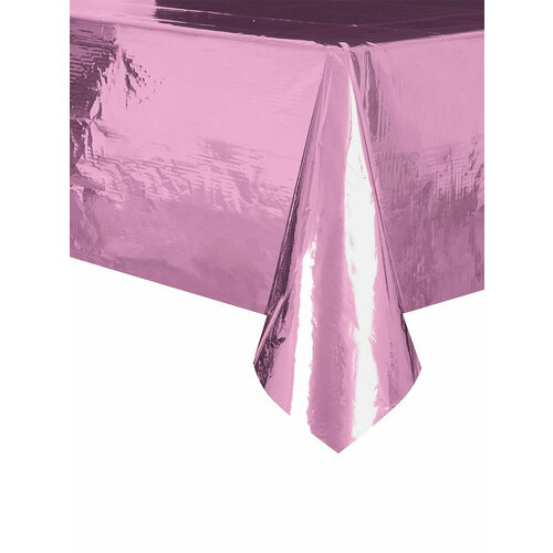 Скатерть фольгированная для праздника розовая, 130 х 180 см