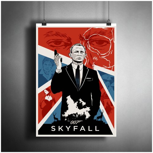 Постер плакат для интерьера "Фильм: Джеймс Бонд. Агент 007: Координаты Скайфолл. Дэниел Крейг"/ Декор дома, офиса, комнаты A3 (297 x 420 мм)