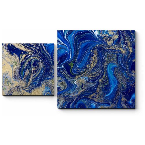 Модульная картина Синее с золотым 140x84