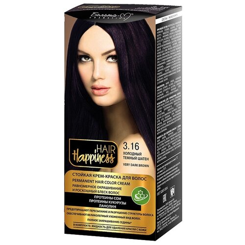 Белита-М Hair Happiness крем-краска для волос, 3.16 холодный темный шатен, 90 мл
