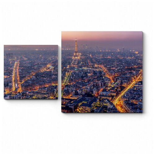 Модульная картина Сумеречный Париж 90x54
