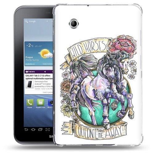 Чехол задняя-панель-накладка-бампер MyPads рисунок коней в цветах для Samsung Galaxy Tab 2 7.0 GT-P3100/P3110 противоударный