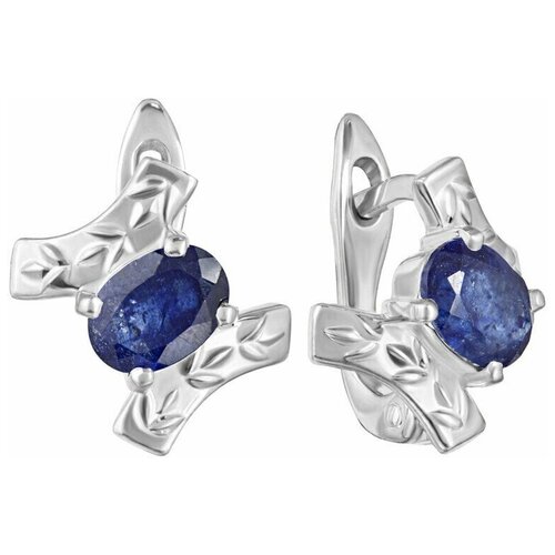 Серьги Lazurit Online, серебро, 925 проба, серебрение, сапфир