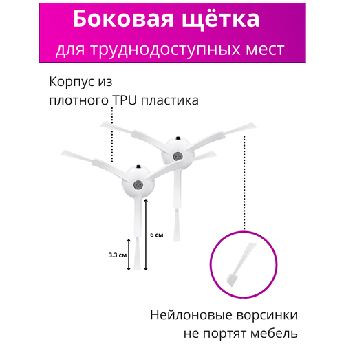 Комплект из двух сменных боковых щеток для робот-пылесоса S55 S5 Max S4 E4 C10 T6 Vacuum Cleaner 1S