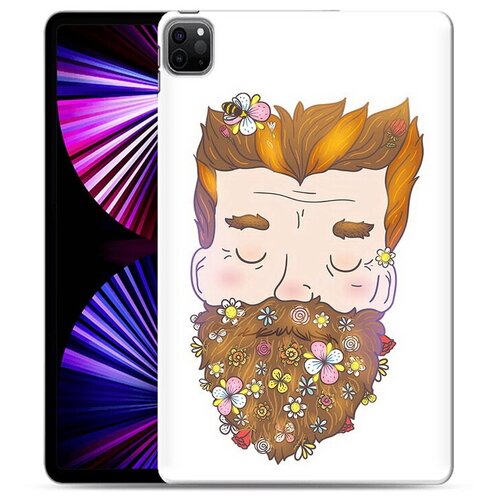Чехол задняя-панель-накладка-бампер MyPads мужчина с цветами в бороде для Apple iPad Pro 11.0 2020/2021 (MHRA3/53)/(MHWC3/E3/63/93)/(MHQU3/W3/Y3)(MXDC2, MY2V2, MXE52) противоударный