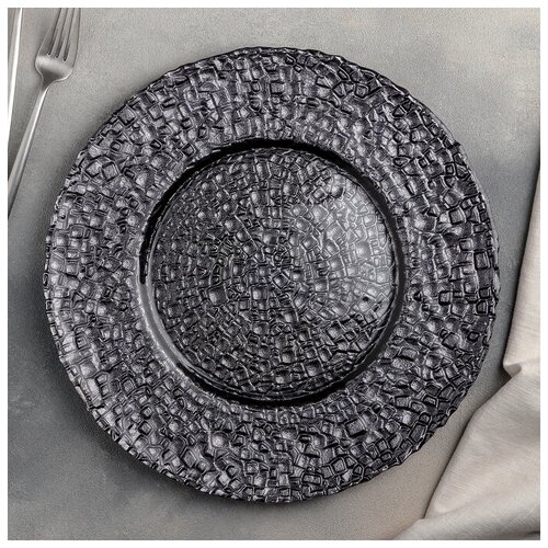 Тарелка стеклянная подстановочная Magistro "Кринкл", d=33 см, цвет серый
