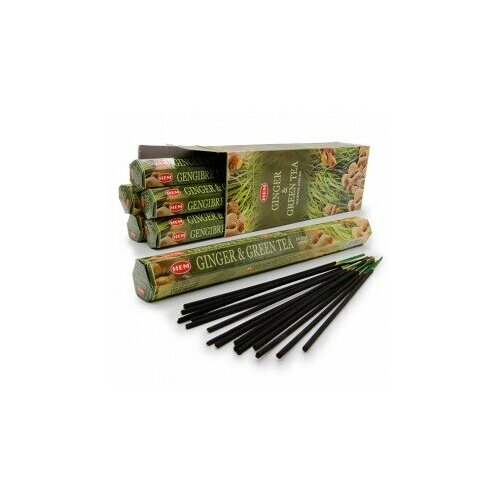 Hem Incense Sticks GINGER GREEN TEA (Благовония имбирь - зеленый ЧАЙ, Хем), уп. 20 палочек.