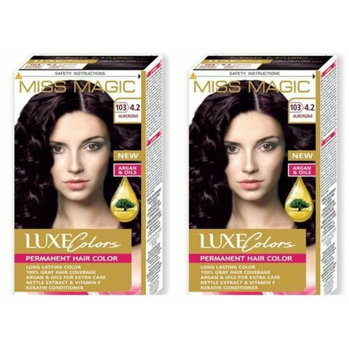 MISS MAGIC LUXE Colors Краска для волос, тон 103/4.2- баклажан, 2 шт