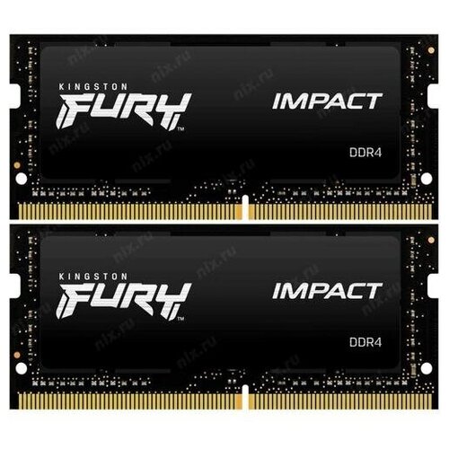 Оперативная память 64Gb Kingston Fury Impact SO-DIMM DDR4 2666MHz (KF426S16IBK2/64) (2x32Gb KIT)