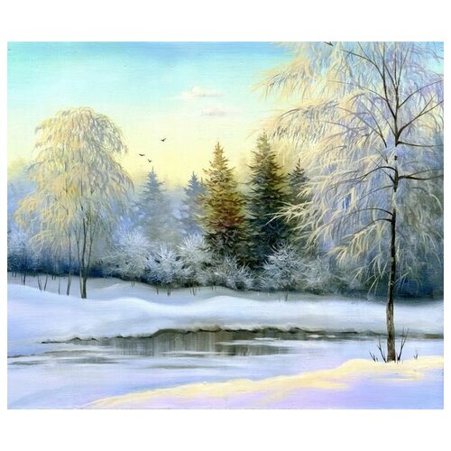 Постер на холсте Зимний пейзаж (Winter Landscape) №29 47см. x 40см.
