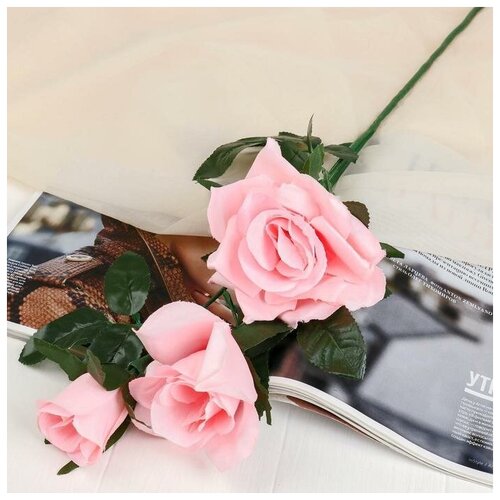Цветы искусственные роза акварель 75 см розовый