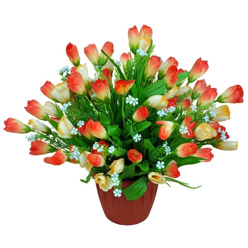Искусственная Композиция цветочная Тюльпаны в вазе Л-00-15-4 /Искусственные цветы для декора/Декор для дома