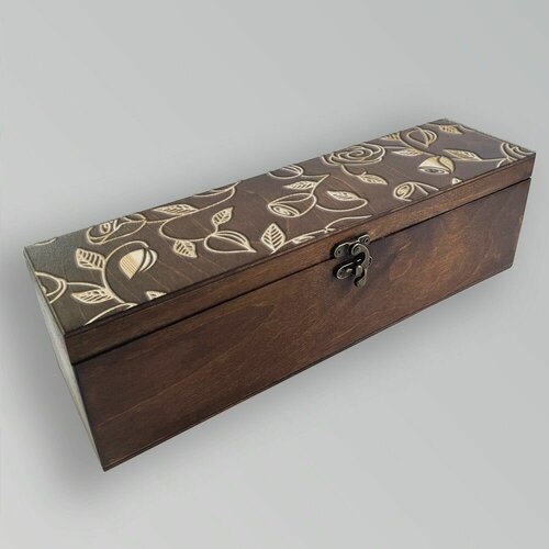 Коробка для чайных пакетиков Чайница из дерева с крышкой Иллюстрация Розы - 1241