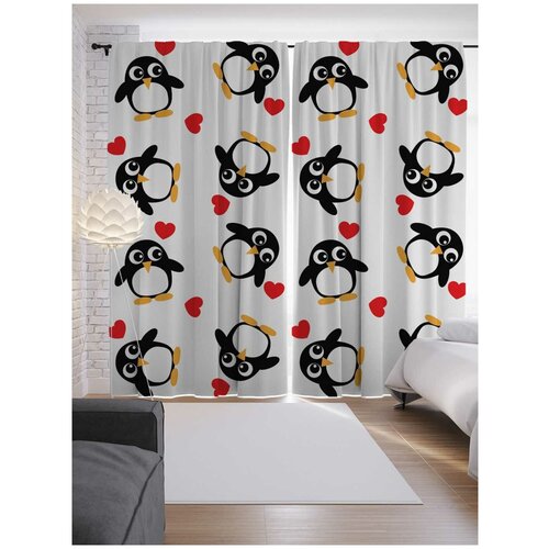 Фотошторы  JoyArty Влюбленные пингвины на ленте p-11863, 145х265 см, 2 шт., разноцветный