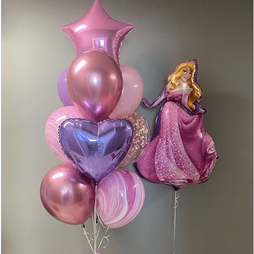 Воздушные шары надутые гелием "Блеск с принцессой" 11 шаров