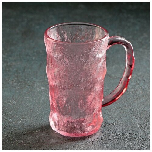 Кружка стеклянная Доляна «Бланш», 320 мл, цвет розовый