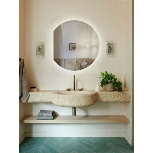 Зеркало для ванной Eclipse 70*60 круглое с левым срезом с нейтральной LED-подсветкой