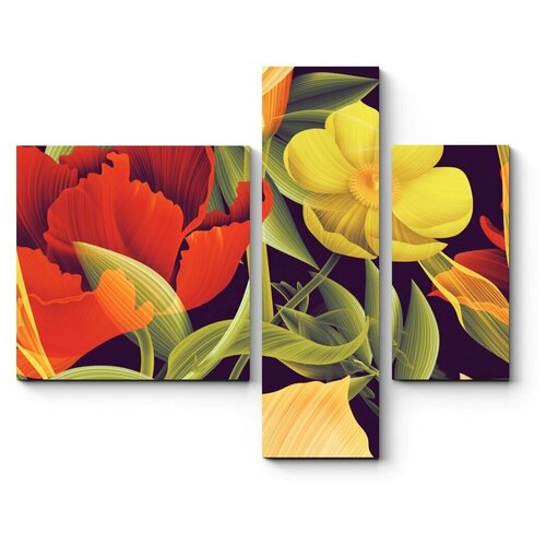 Модульная картина Необычные тропические цветы90x74