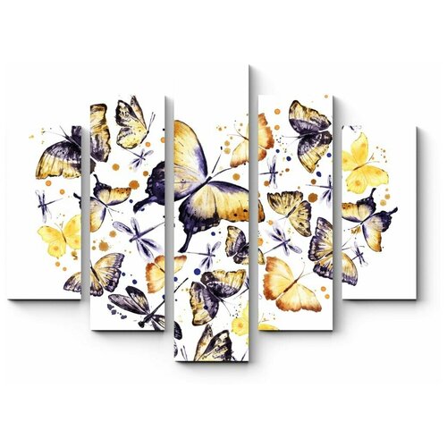 Модульная картина Винтажные бабочки 95x76