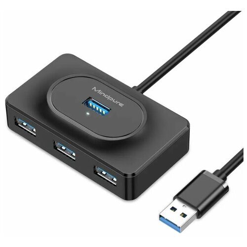 USB концентратор Хаб / Hub 3.0 4 USB + Type-C разъем питания Mindpure US014 0.3м Черный